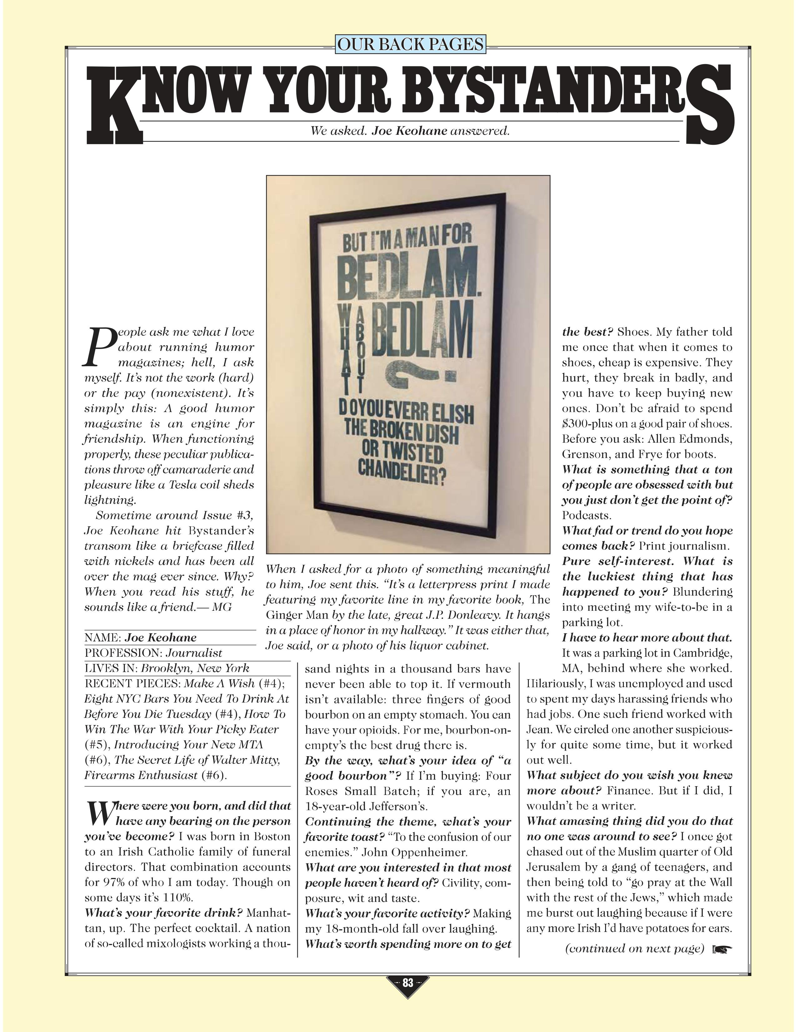 Know Your Bystanders: Joe Keohane - by Michael Pershan