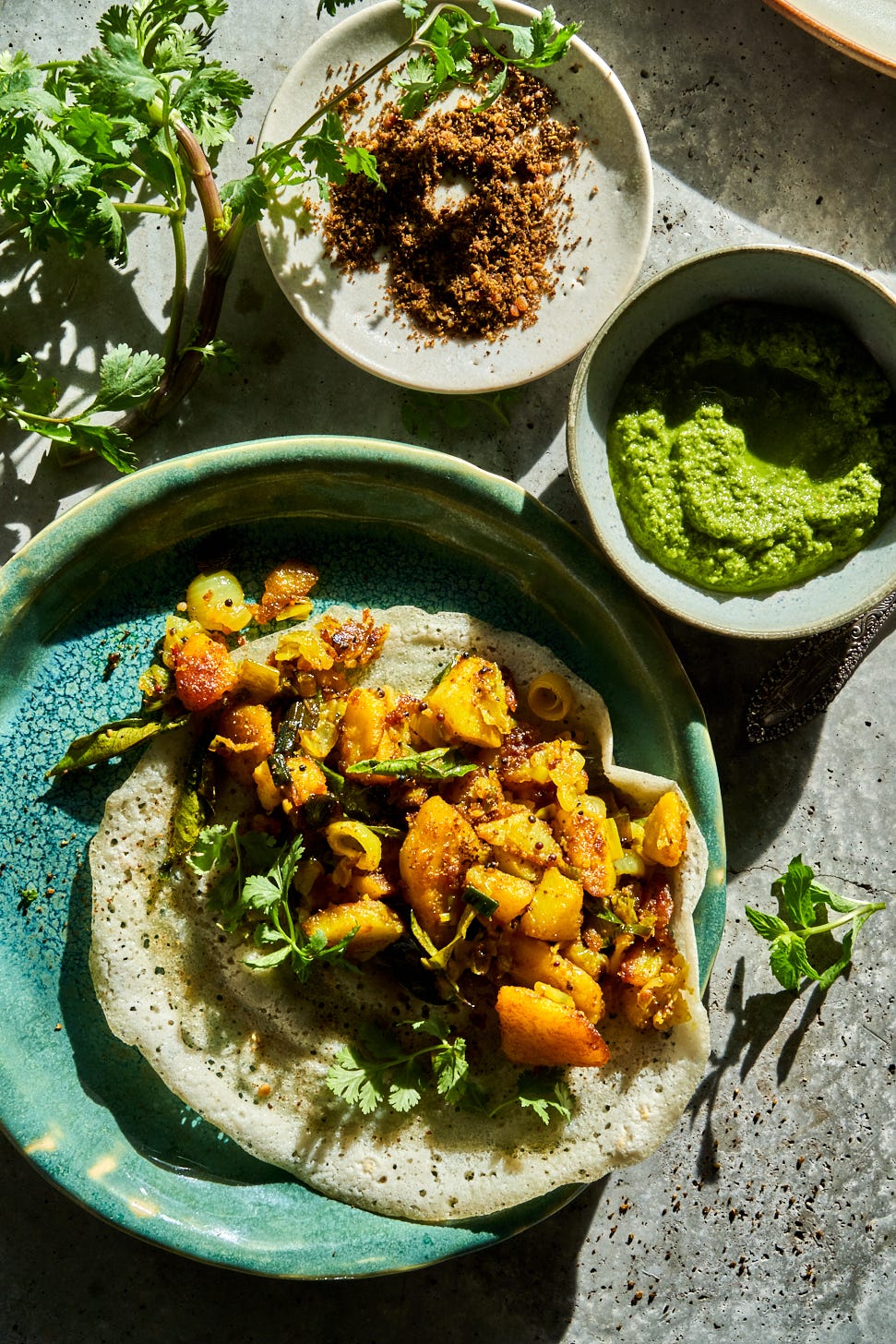 CRISPY MASALA-ISH POTATO DOSA WITH SPRING ONION / SAVORY WINTER DOSA ...