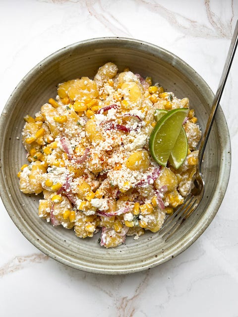 Elote-Inspired Sheet Pan Gnocchi - by Carina Wolff