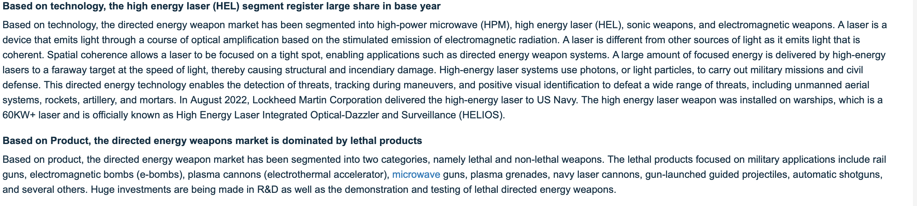 Multi-Billion Dollar “Directed Energy Weapons (DEW)” Market, For ...