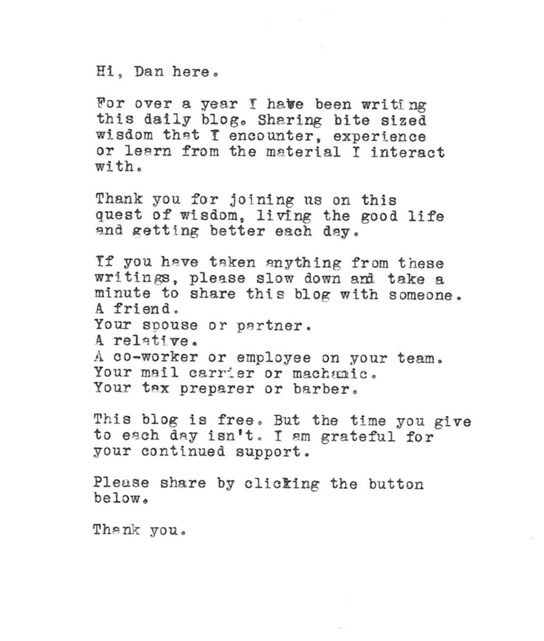 It only takes a minute... - Dan Roman's Substack