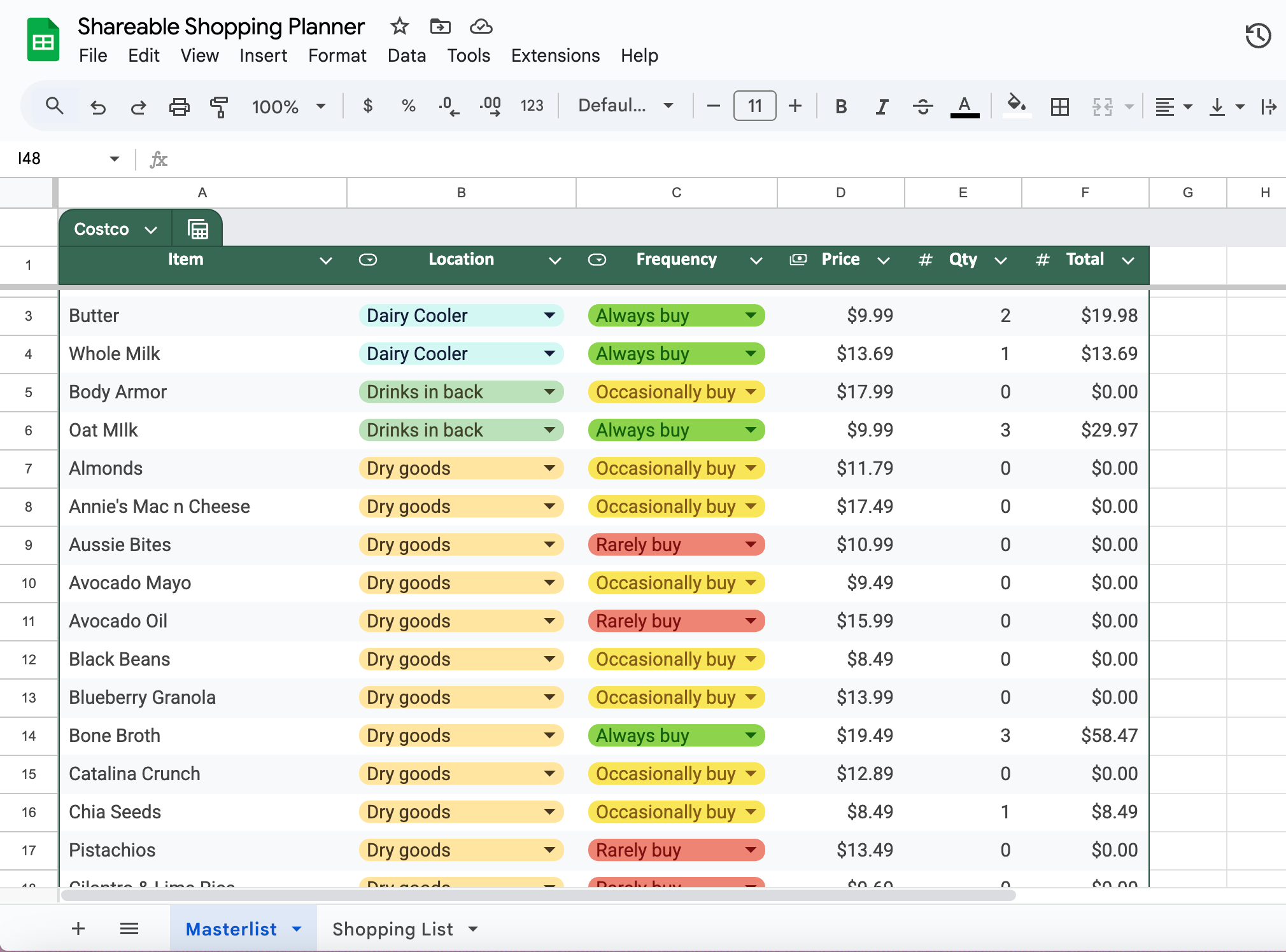 *FREE* Downloadable Shopping Budgeting Spreadsheet!
