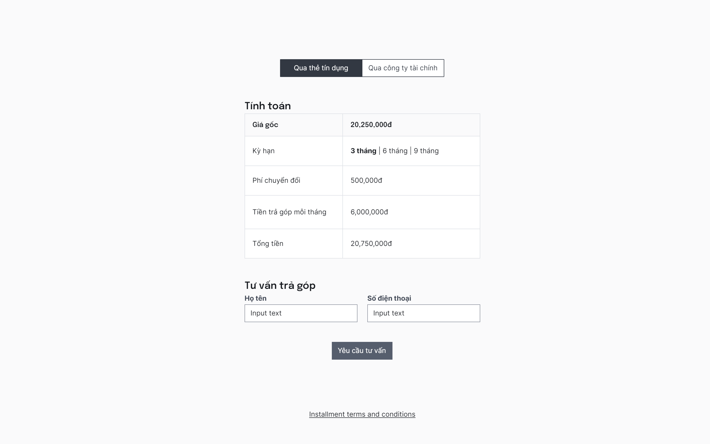 Installment Calculator - Phi Bui Hong Thai