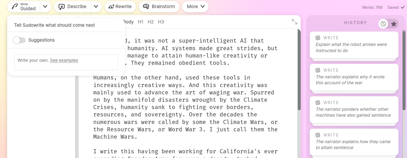 ChatGPT for Creative Writing - the Good and the Bad