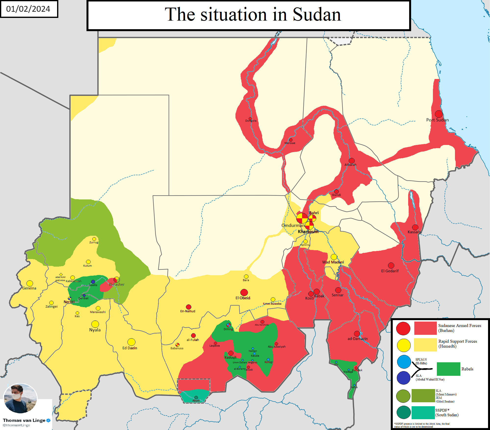 Map of the Areas of Control in Sudan