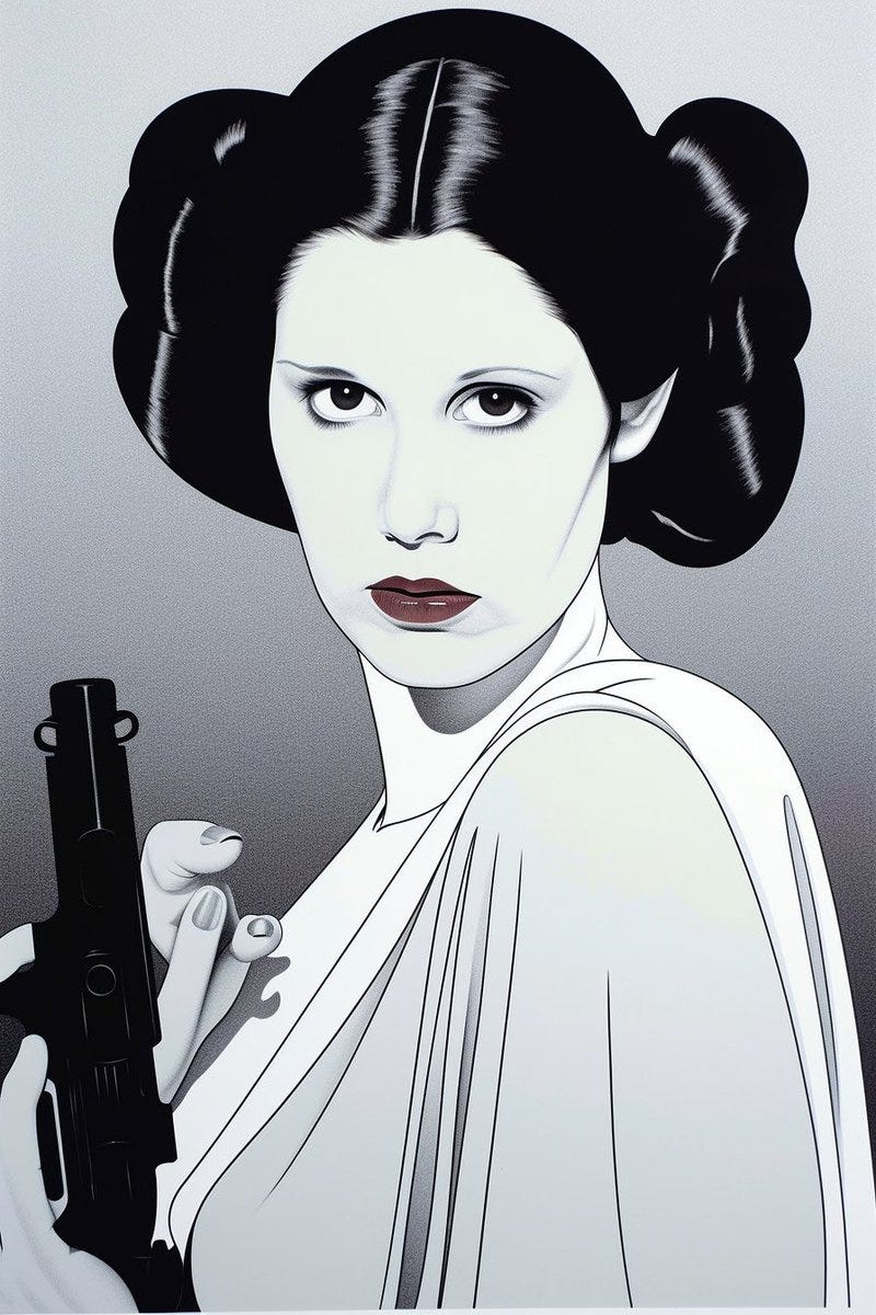 Princess Leia Black And White Drawing