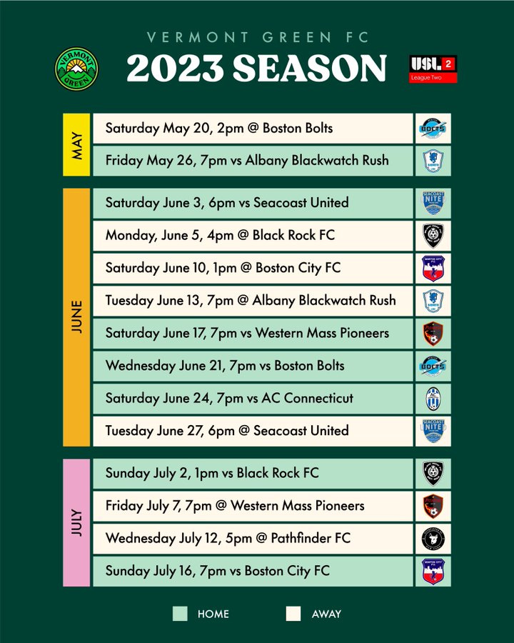 Vermont Green FC Releases 2023 Schedule - by Sam Minton