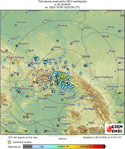 M5.0 earthquake in Slovakia is largest in the country in almost 100 years