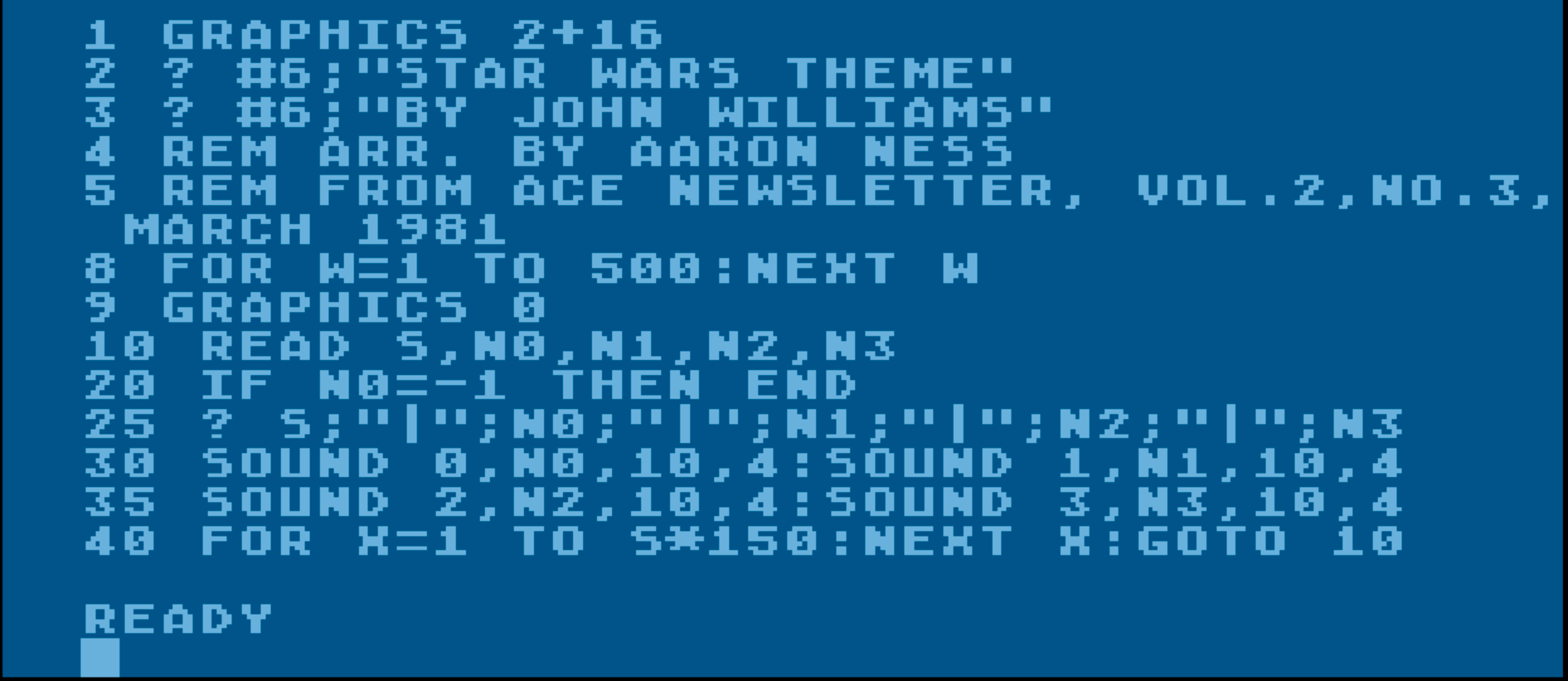 Star Wars Theme in BASIC - by Paul Lefebvre