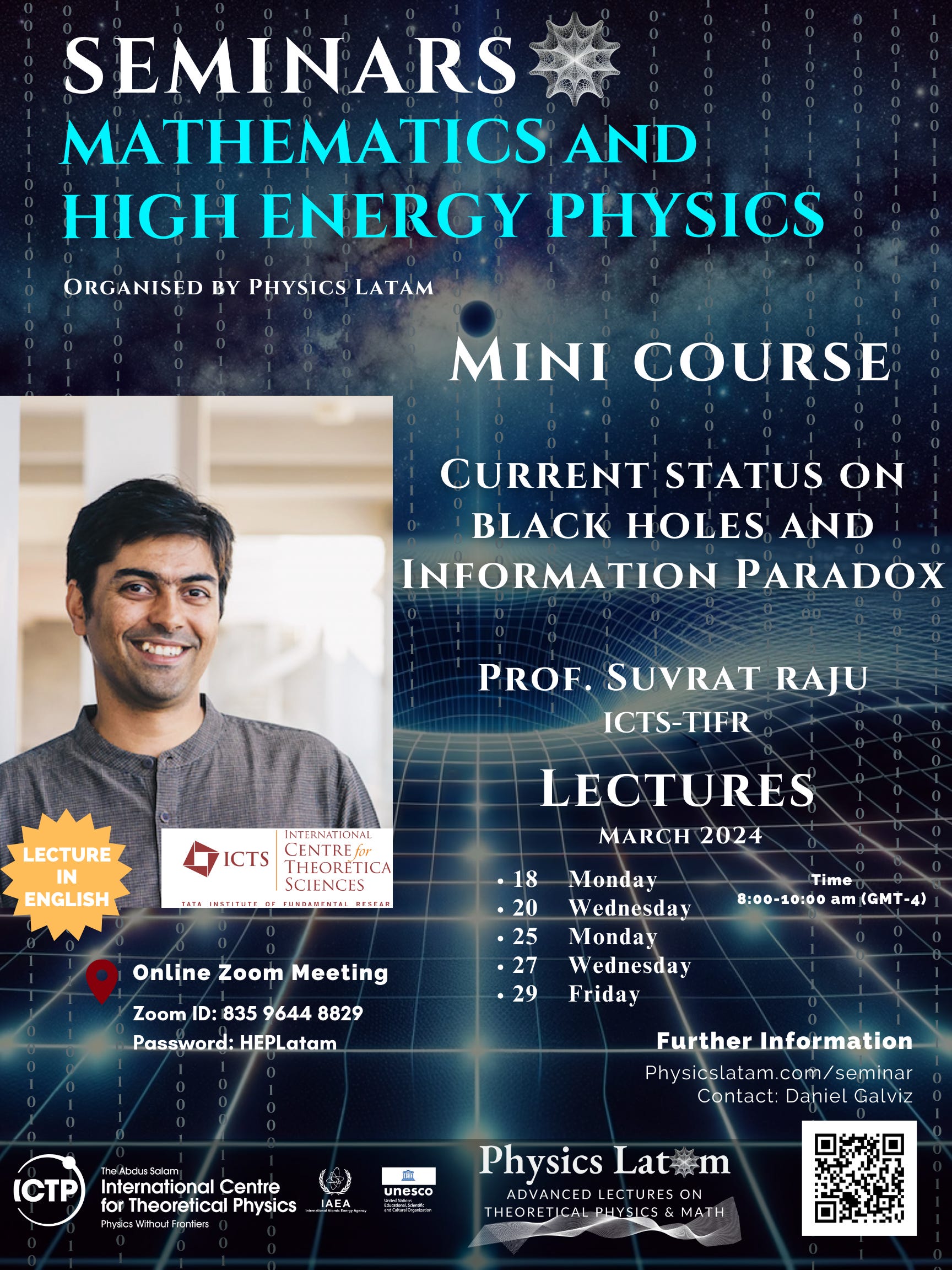 Physics Latam Seminar Weekly Schedule (Mar 18 - Mar 22)