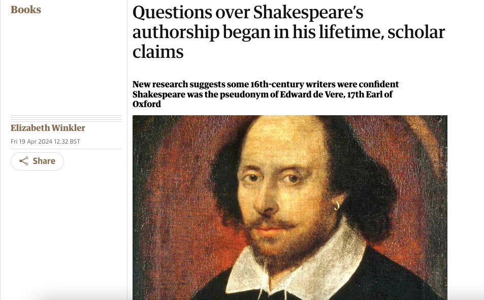 Doubt in the Press - by Dr R Barber - Who Wrote Shakespeare