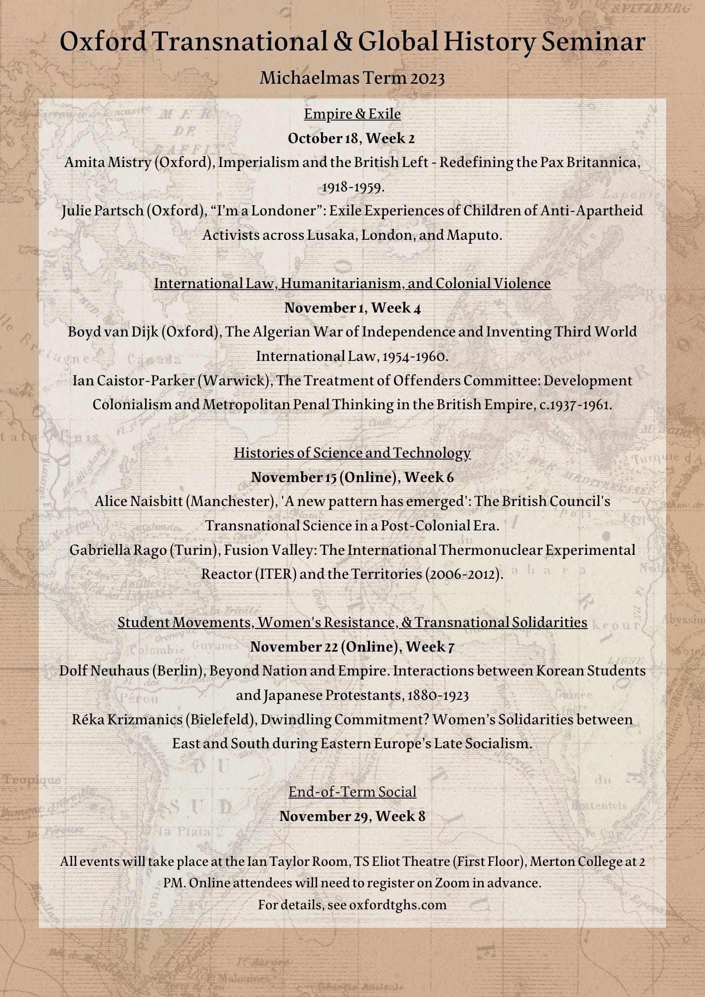 Term Card for Michaelmas 2023