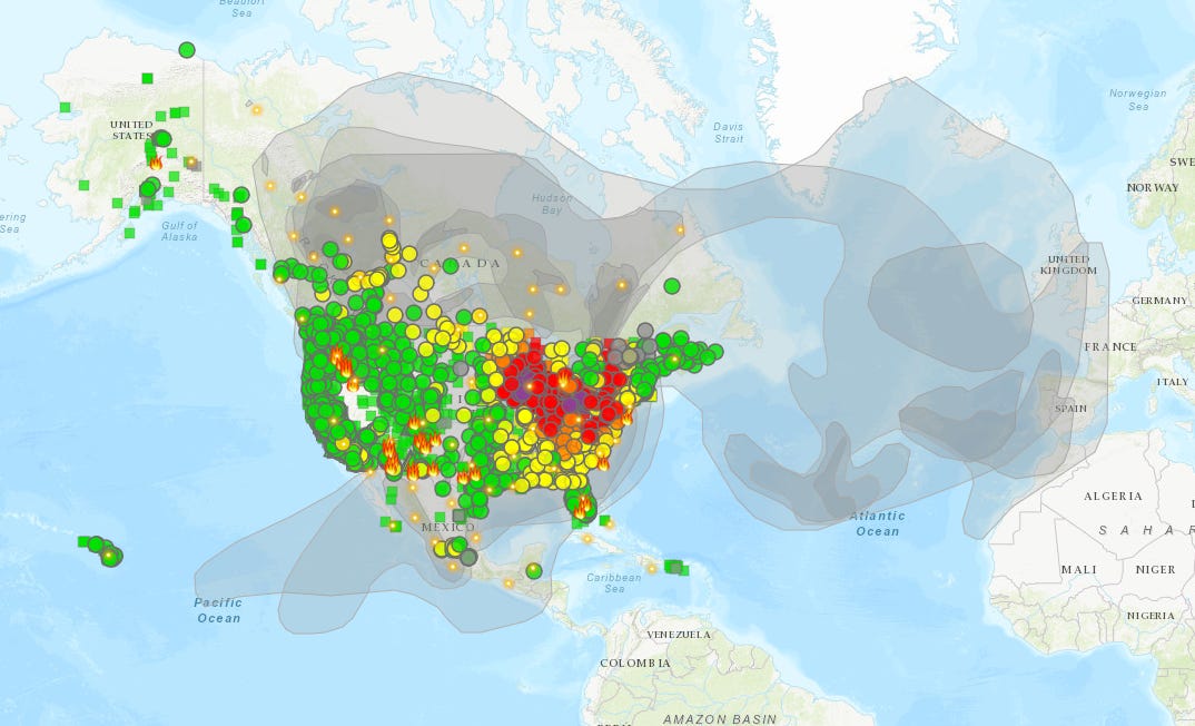 Air Quality Map For United States And Canada Shows Smoke Affecting ...
