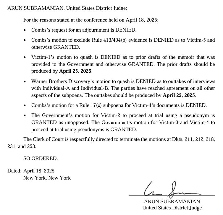 Judge in Diddy's trial bars most uncharged acts testimony