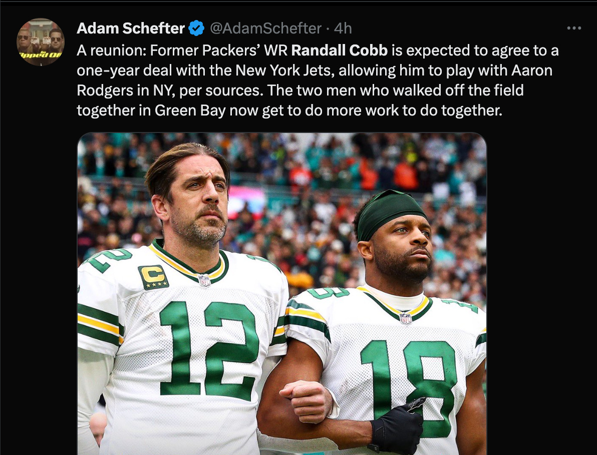 The Jets Signing Randall Cobb Signals 2 Teams In Very Different Positions