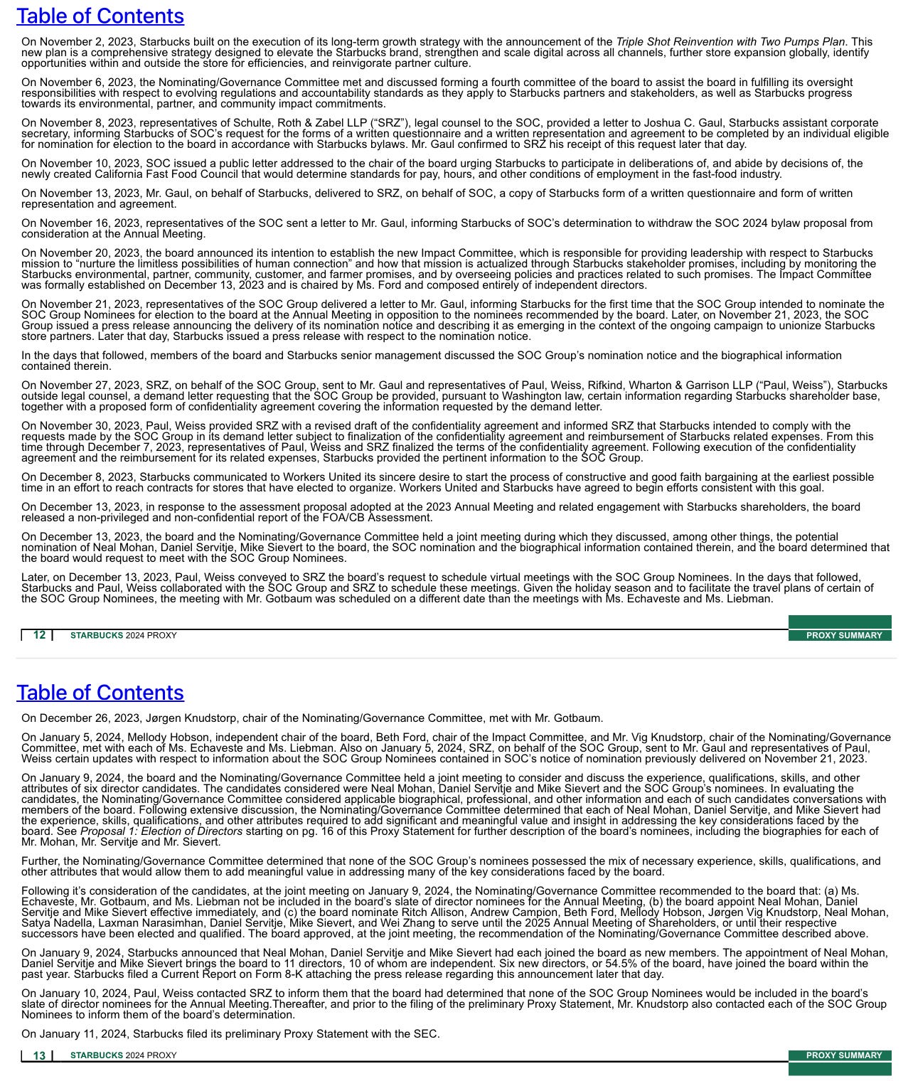Starbucks Proxy Contest: SOC's side - Mr. CorpGov Substack