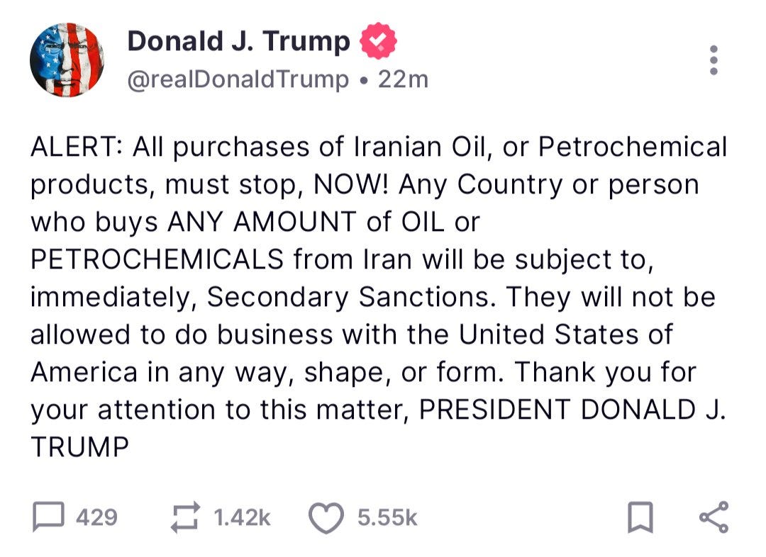 Trump’s Enforcement of Oil Sanctions on Iran: 2025 is NOT 2019