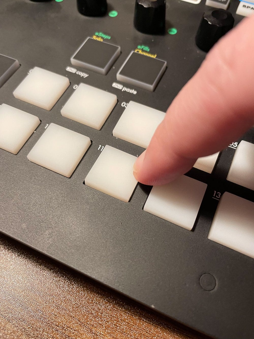 Keyboard switches on a Squarp Pyramid MIDI sequencer