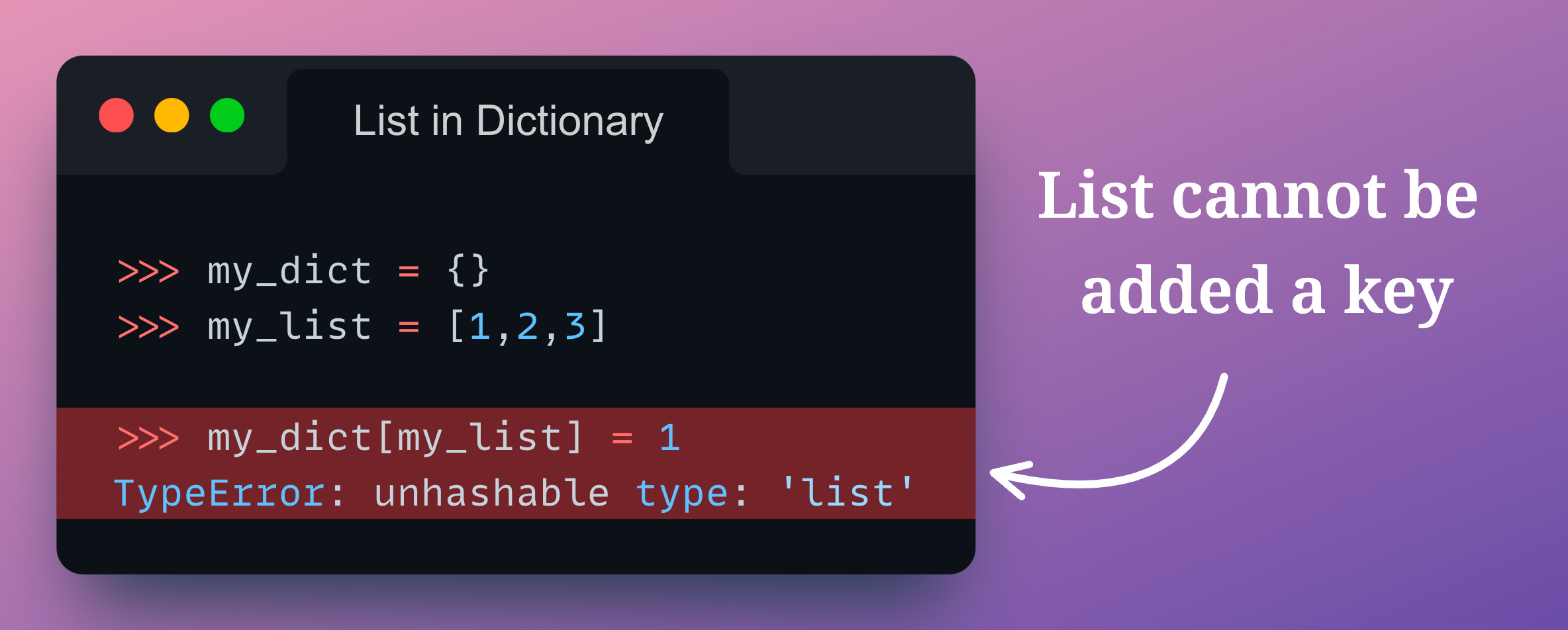 How Python Prevents Us from Adding a List as a Dictionary's Key?