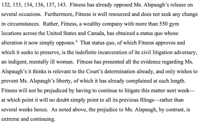 Leah Alspaugh jailed for civil contempt against LA Fitness