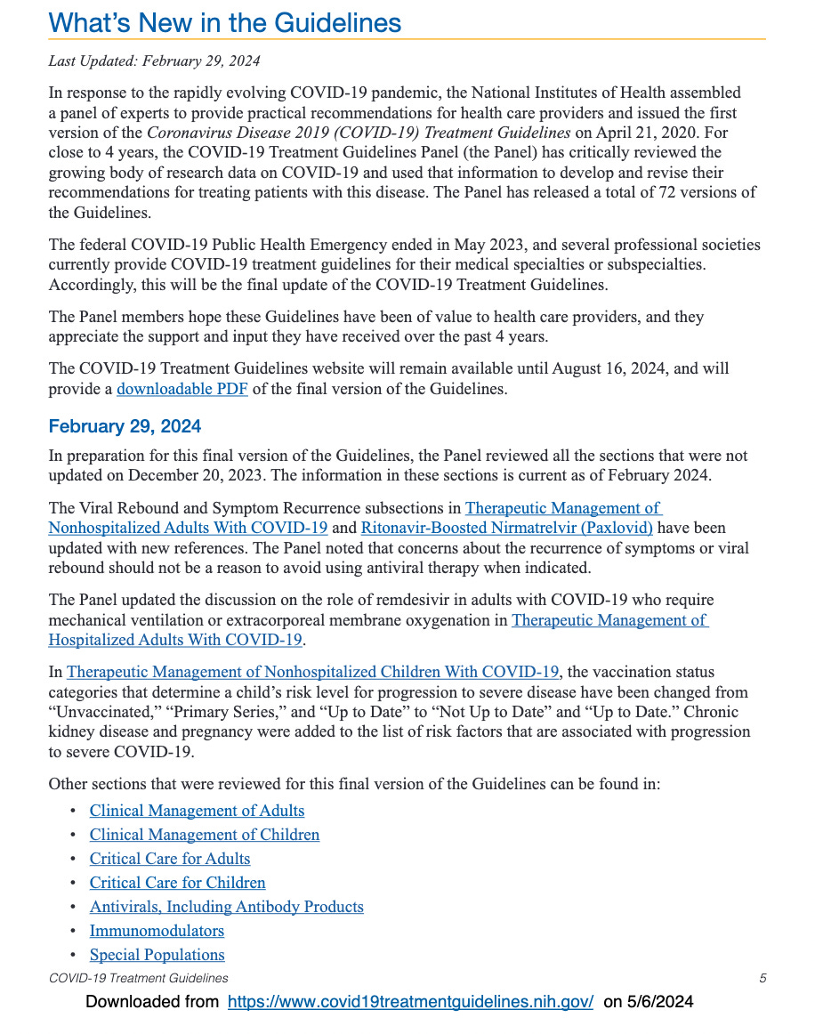 NIH Website on "Covid-19 Treatment Guidelines" is Scheduled to be ...