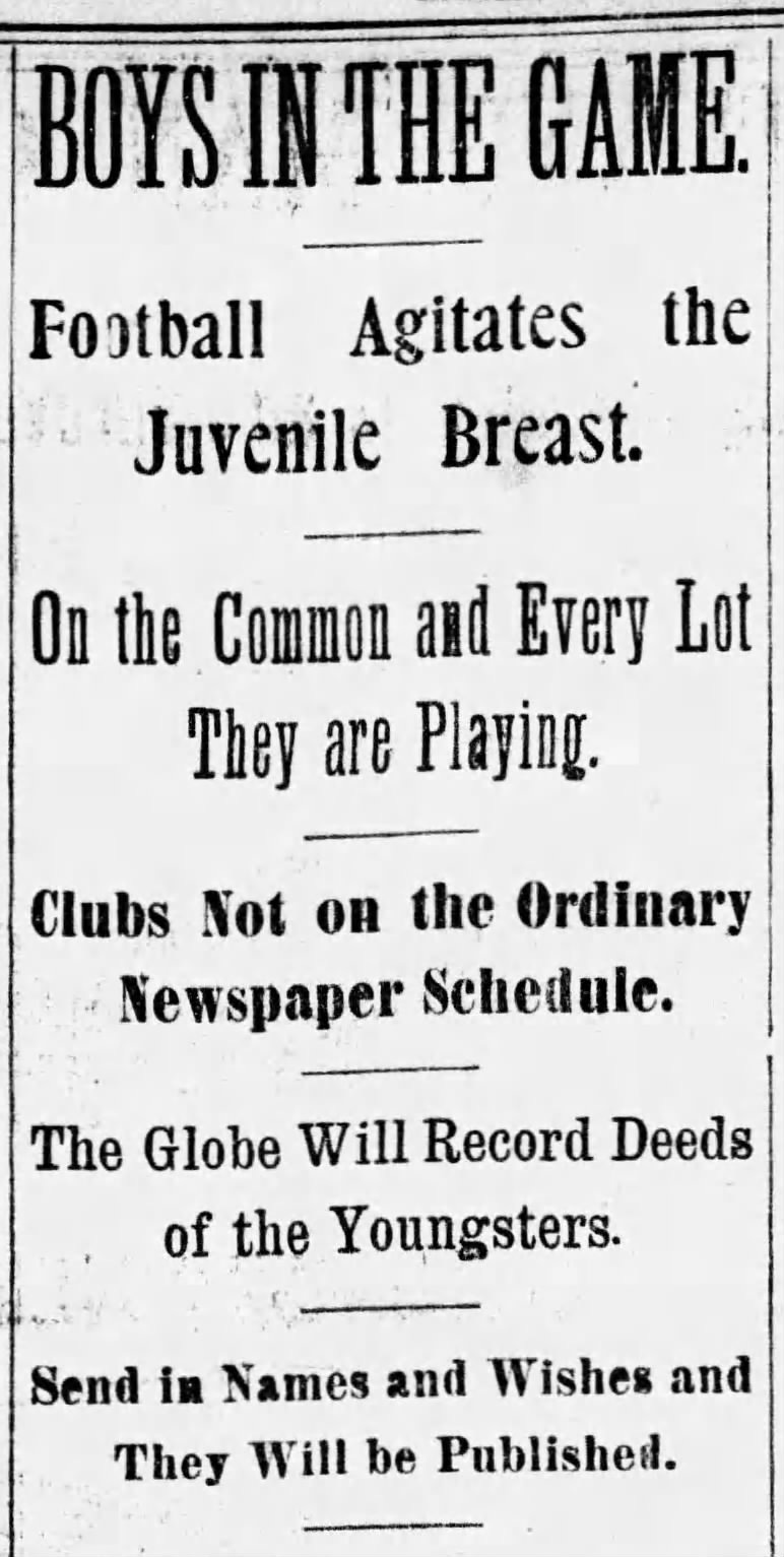 Today's Tidbit... Youth Football in 1895 Boston