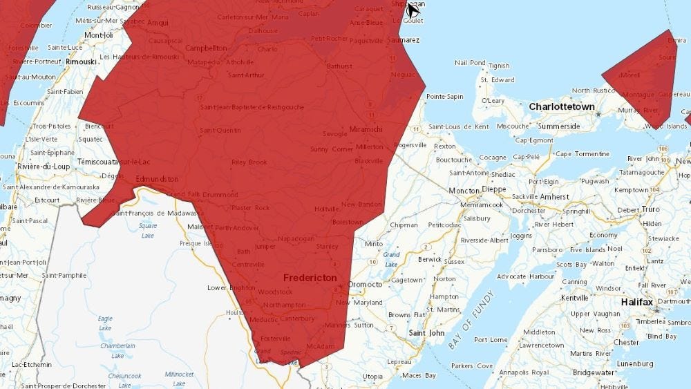 Northern, central N.B. under snowfall warning