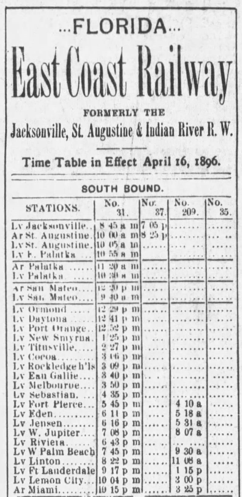 First Trains Arrive in Miami in April of 1896