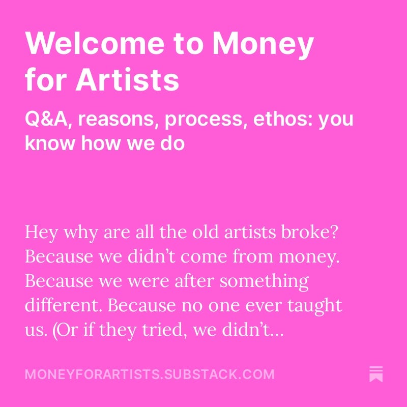 Money for Artists | Substack