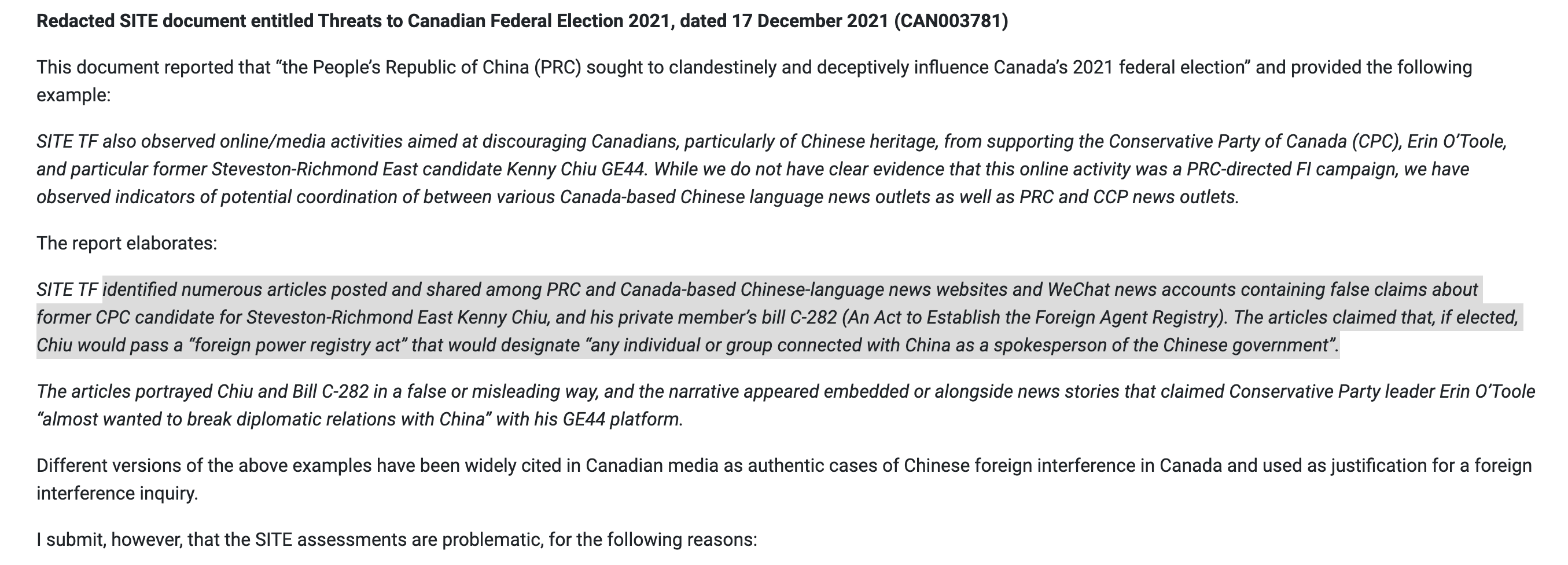 Canadian Senator met with leaders affiliated to PRC espionage arm days ...