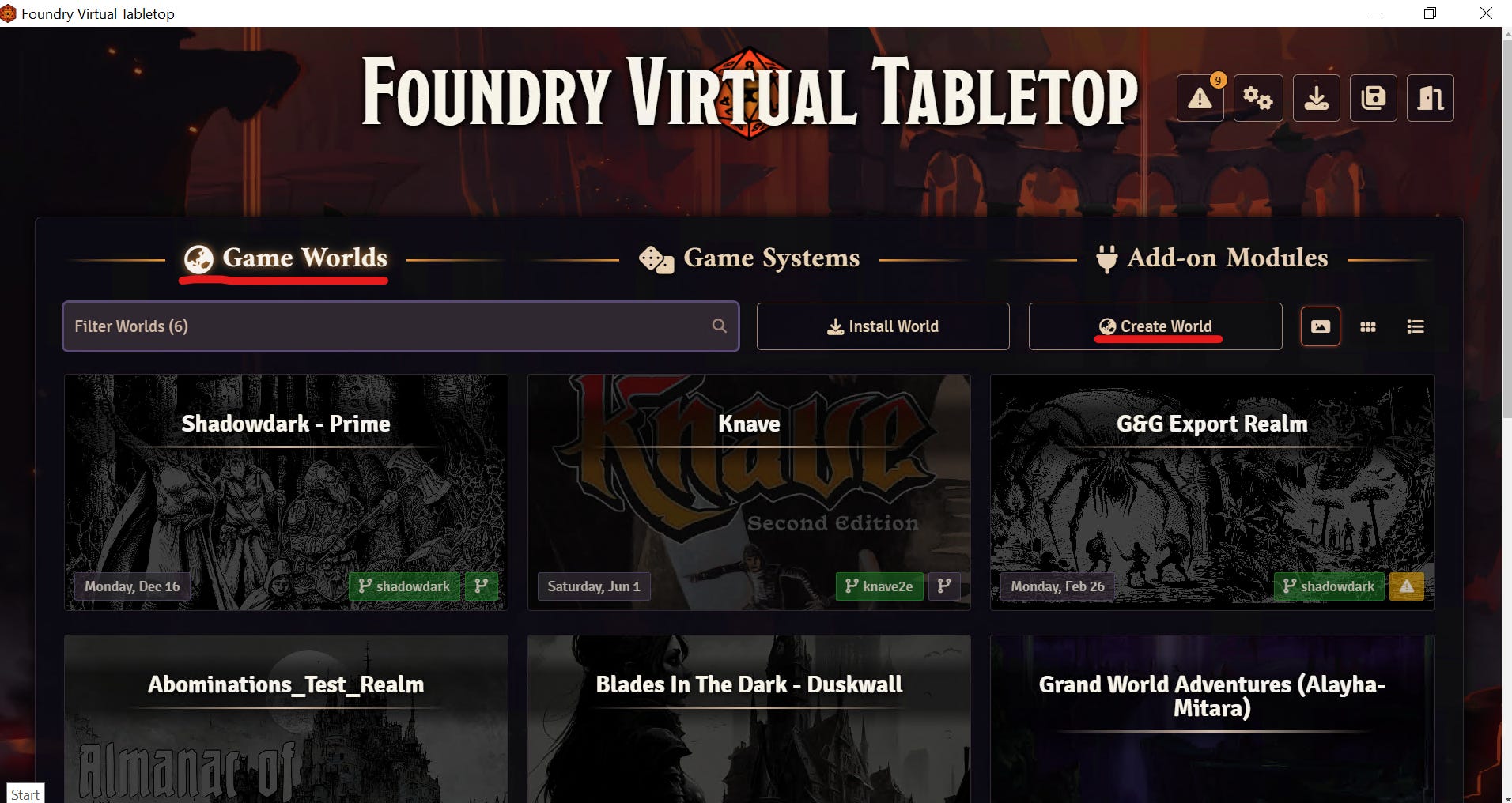 Setup A Game World In Foundry Virtual Tabletop