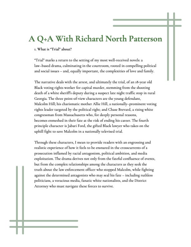 A Q+A With Richard North Patterson