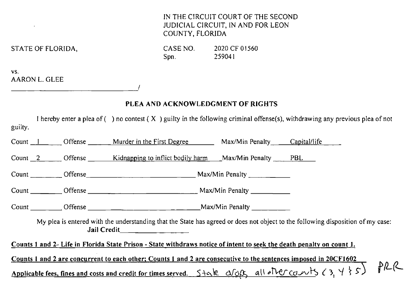 Leon County: Aaron Glee sentenced to LWOP