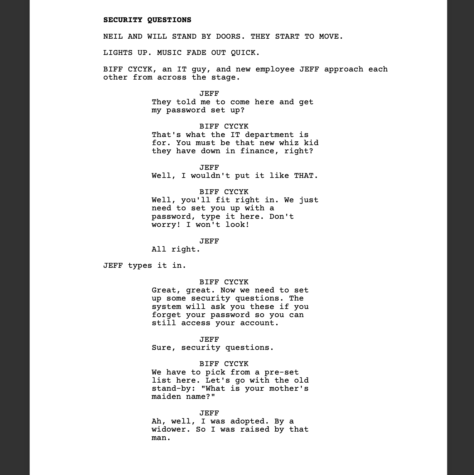 Sketch Dissection: Security Questions by Neil Casey and Will Hines