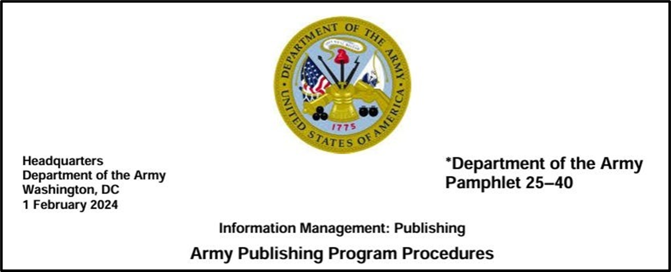 New DA Pam 25-40 - by Zachary Griffiths