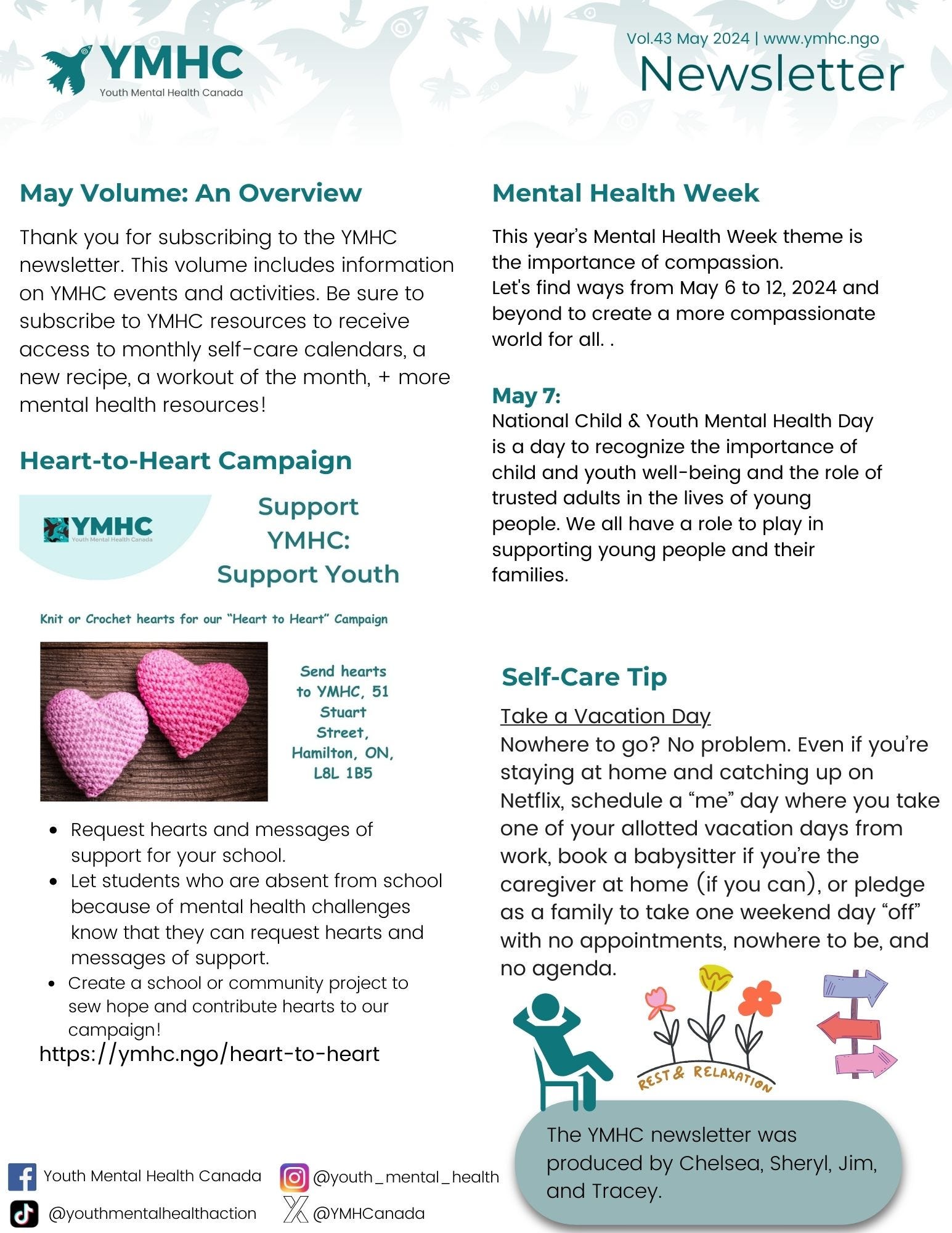 YMHC May 2024 Newsletter - Youth Mental Health Canada