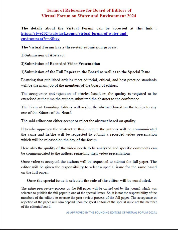 The Terms of Reference of the Board of Editors launched