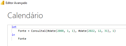 Criando uma tabela calendário com linguagem M