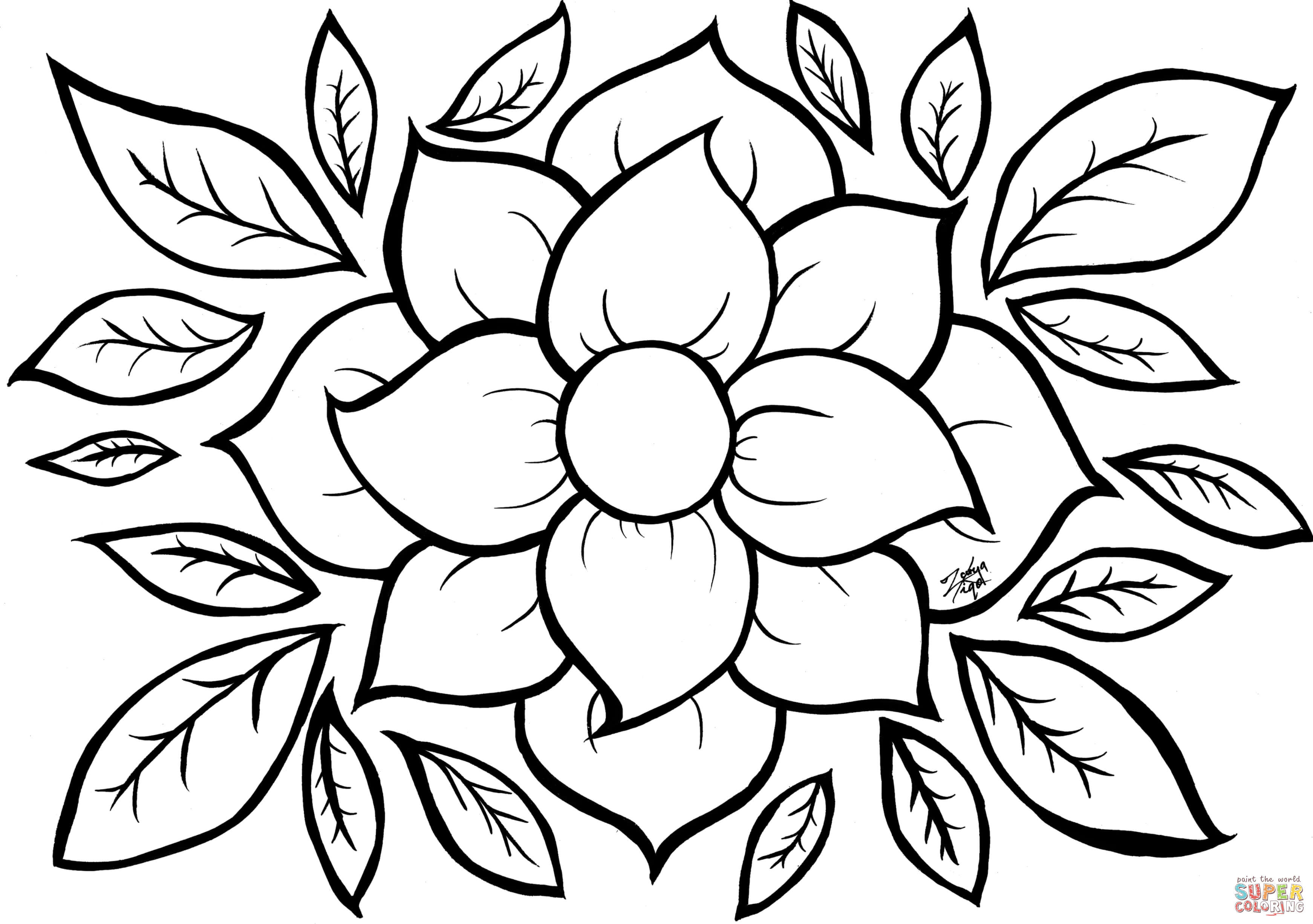 Traced Flower with leaf border - by Gauravi