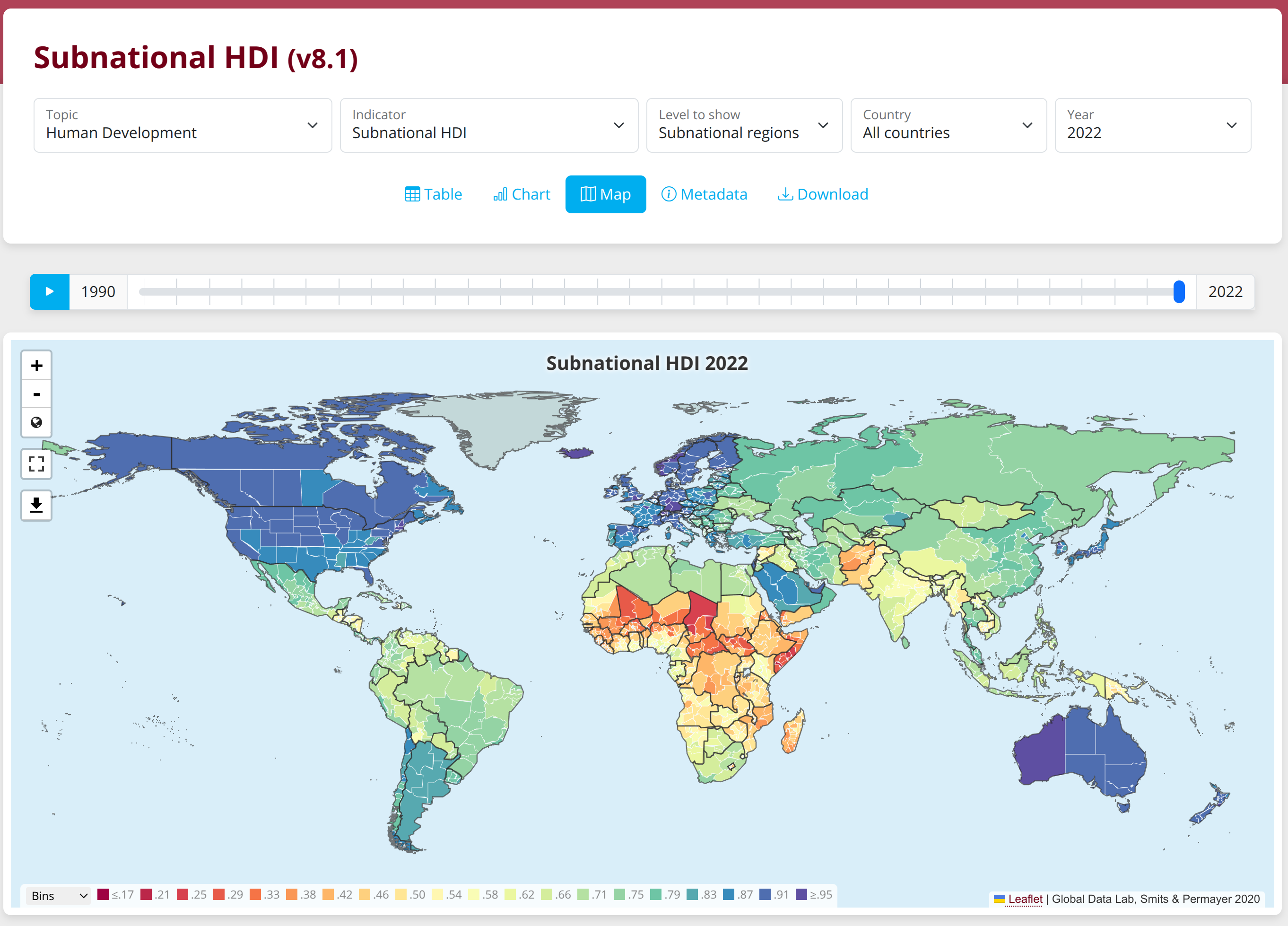 Worldwide subnational intelligence estimates