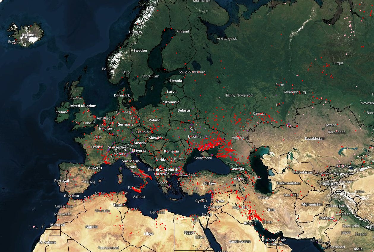 Global Wildfire Locations For Last 24 Hours - August 21st, 2023
