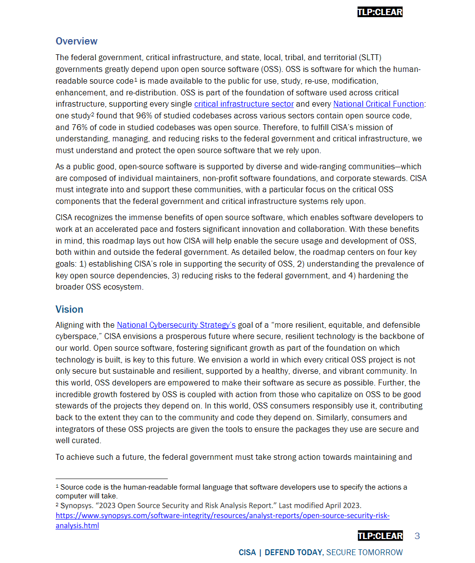 CISA Open Source Software Security Roadmap