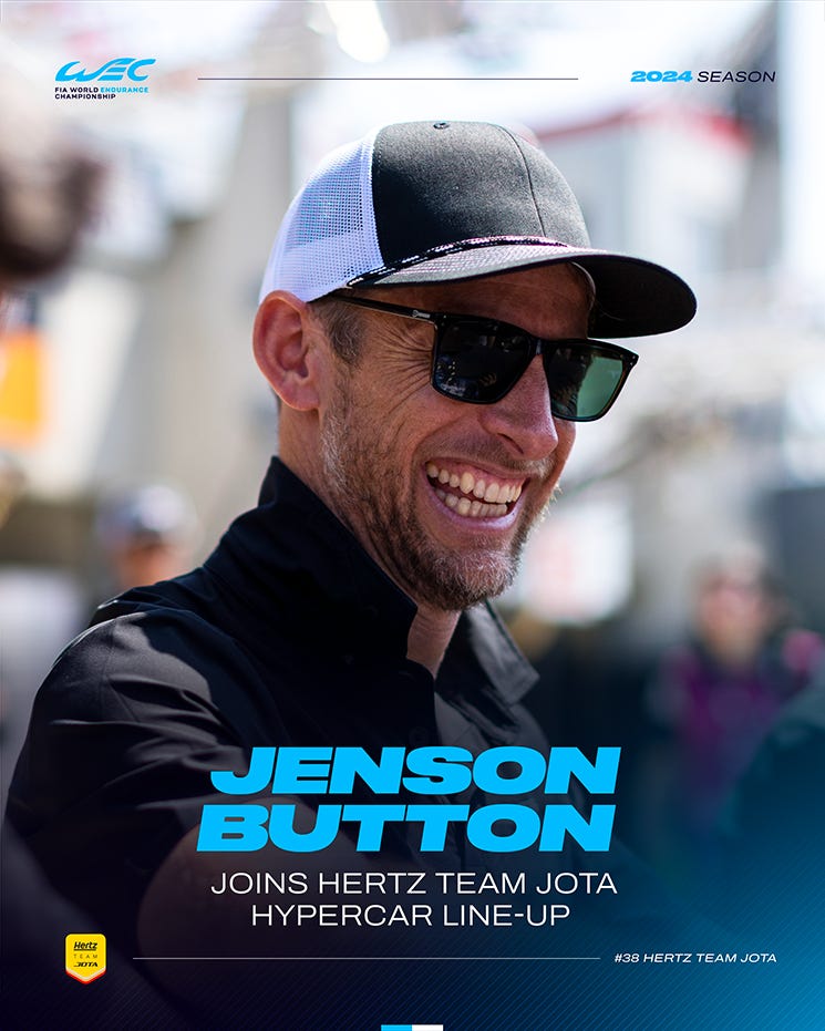 Jenson Button Joins WEC 2024 in Porsche 963 with Hertz Team Jota