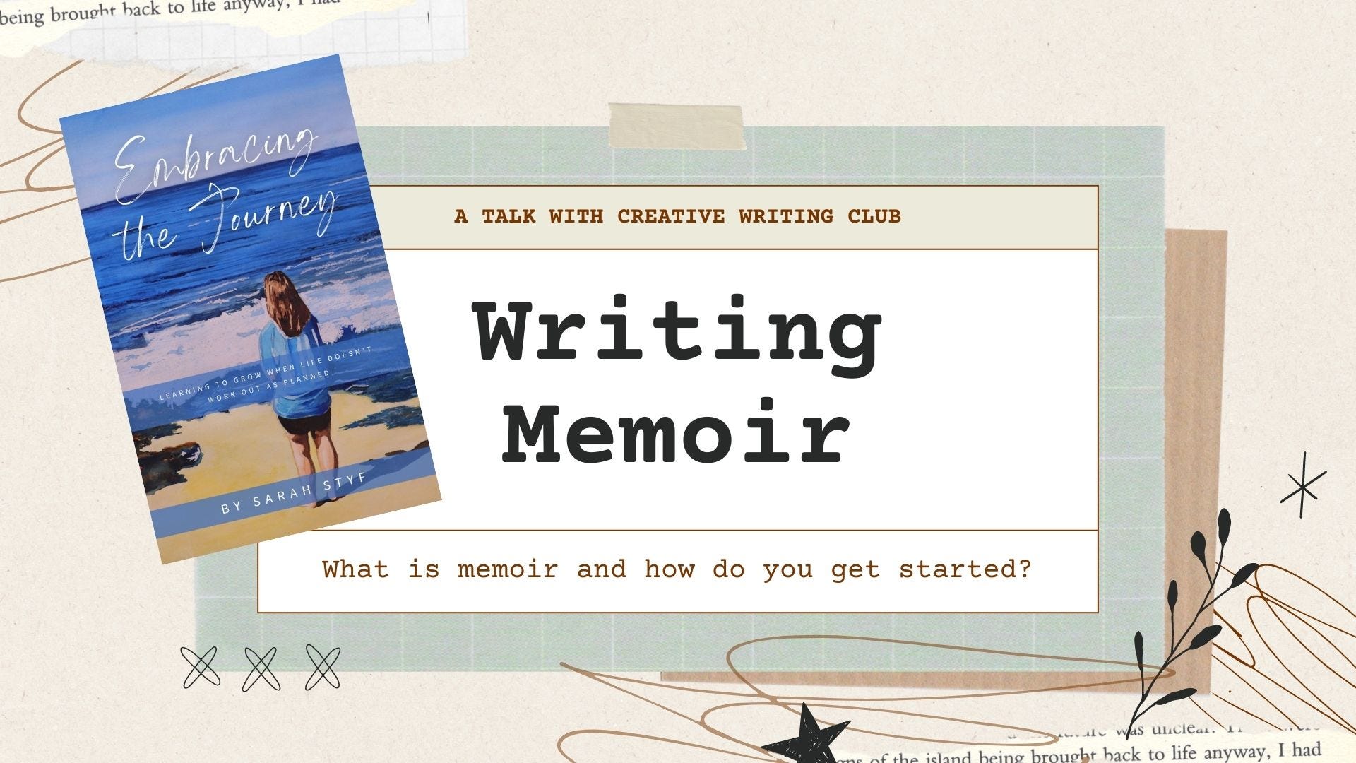 Memoir Book Talk - by Sarah Styf - On the Journey