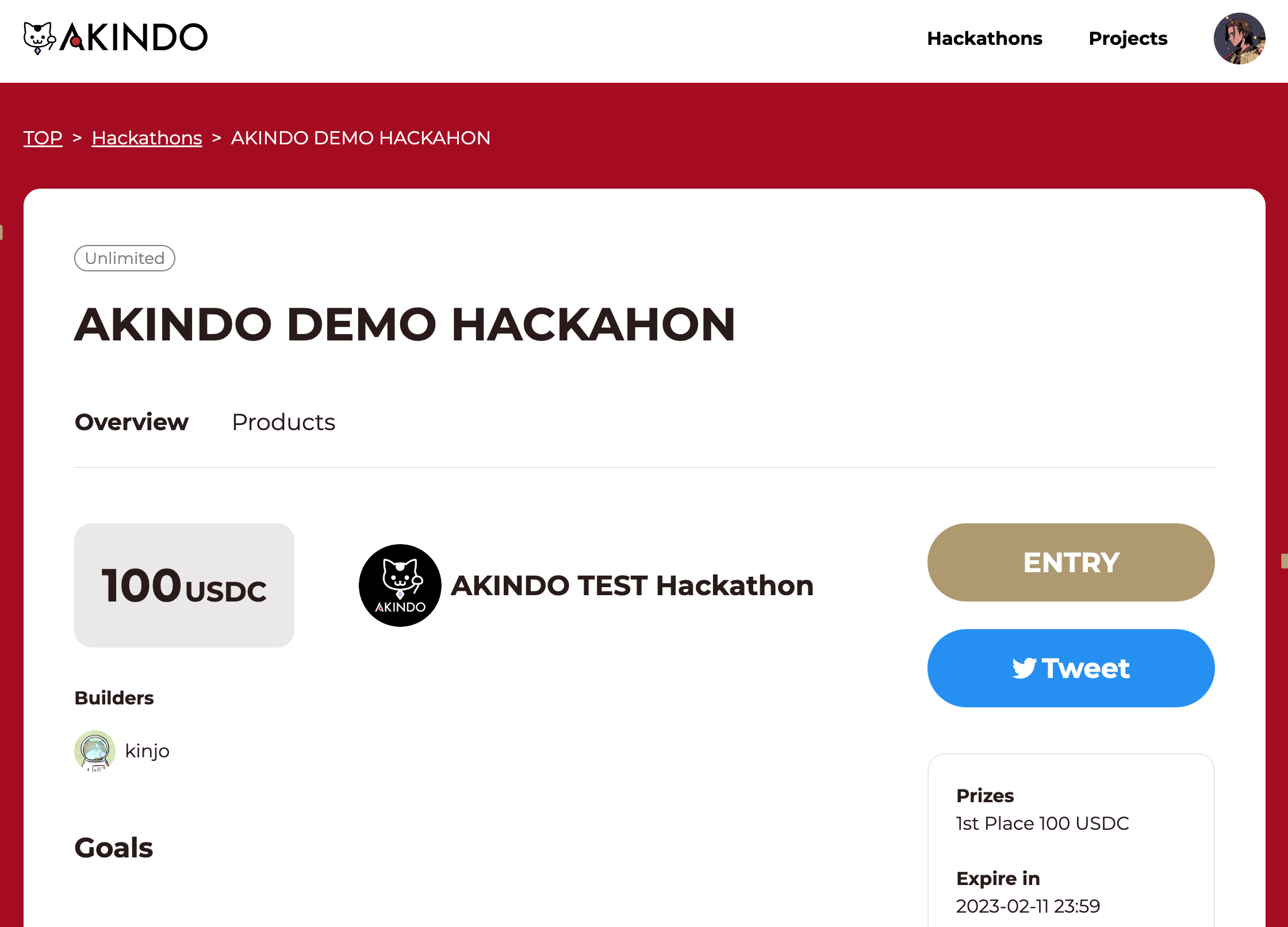 New feature! You can now submit products developed in Hackathons.