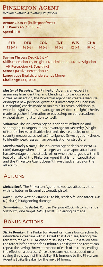 Pinkerton Agent - by Jamie Chambers
