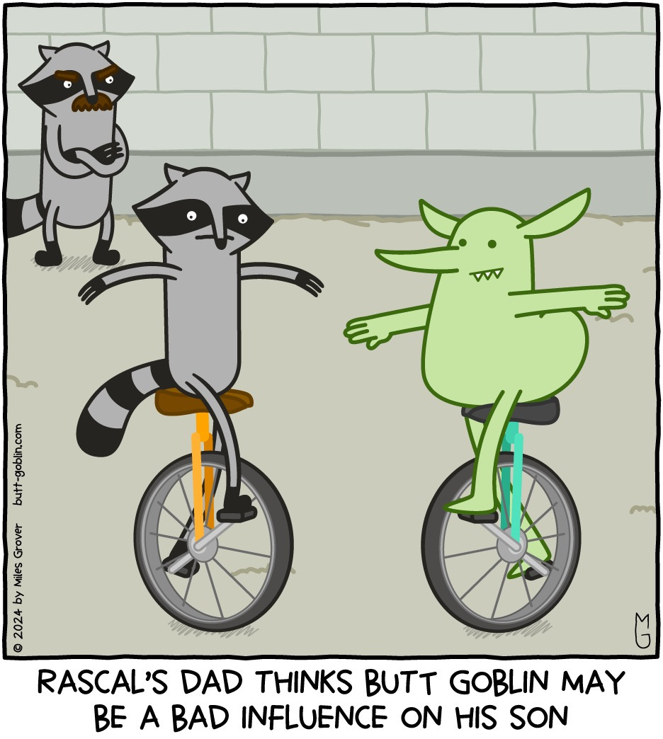 Rascal Raccoon’s Dad - Butt Goblin, a comic by Miles Grover