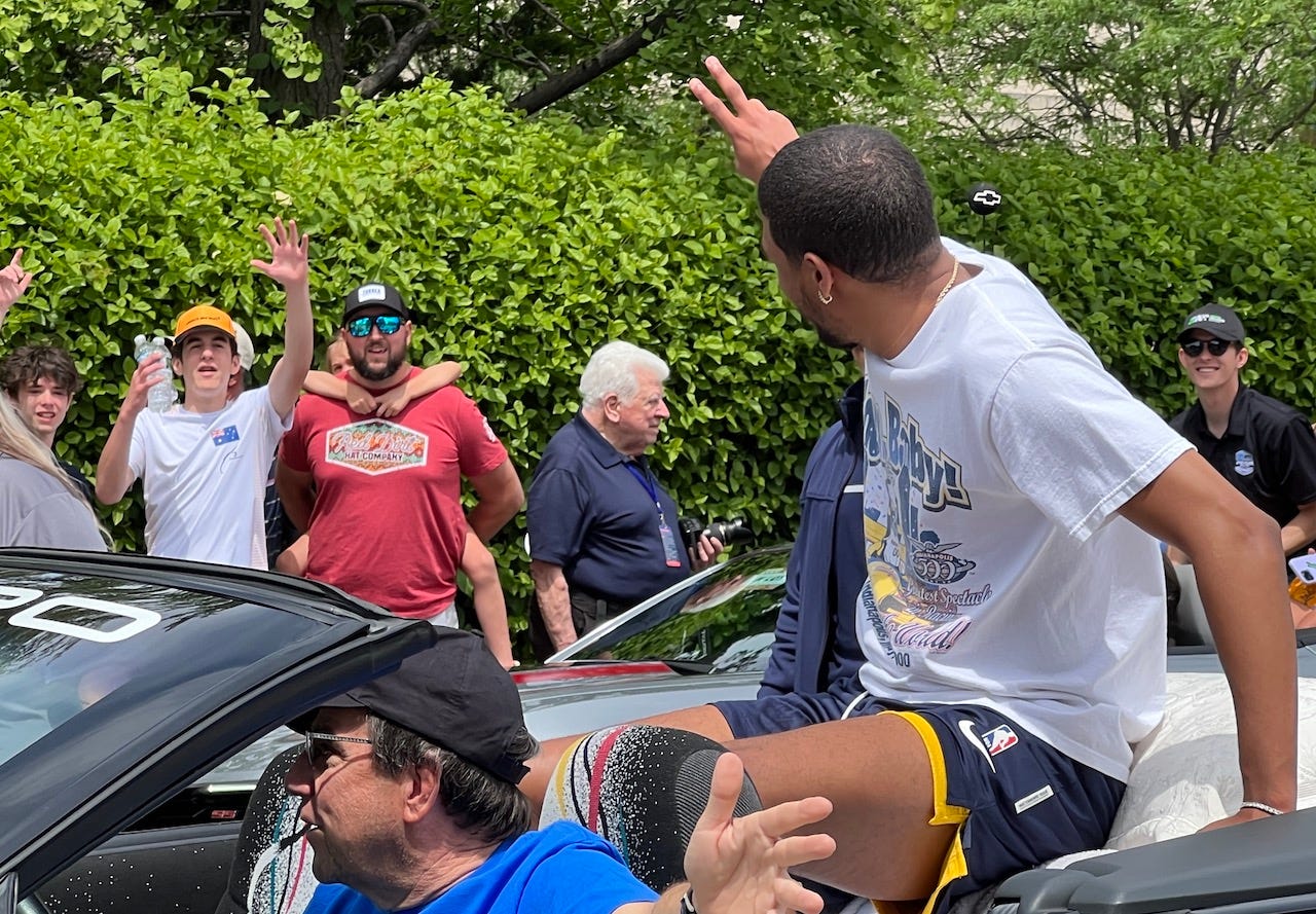 Zoom, Baby!: Tyrese Haliburton rides in 500 Festival Parade