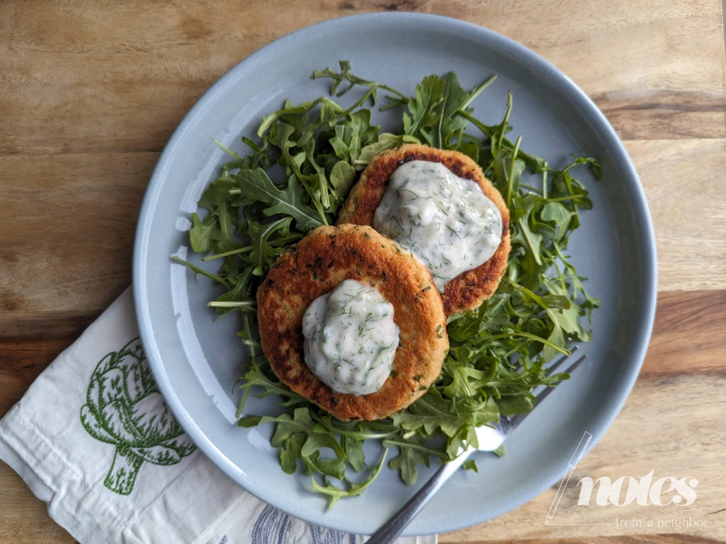Salmon Burgers with Tzatziki Sauce - by Angie Alt