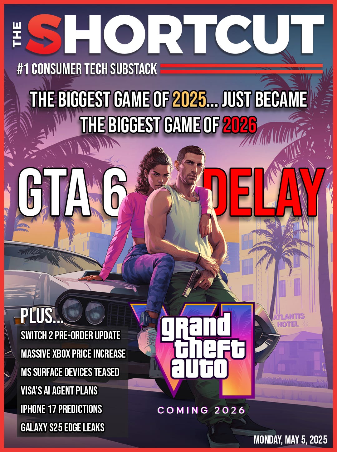 GTA 6 delay, Galaxy S25 Edge leak, Xbox price hike, iPhone 17 rumors